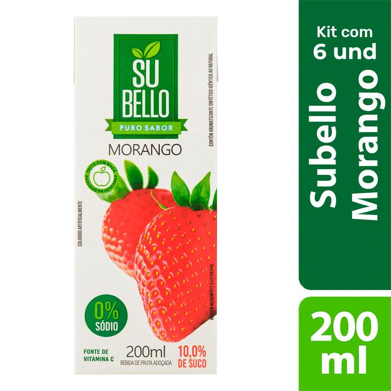 Suco subello sabor morango - pack 6 un - 200ml - Suco - Magazine Luiza