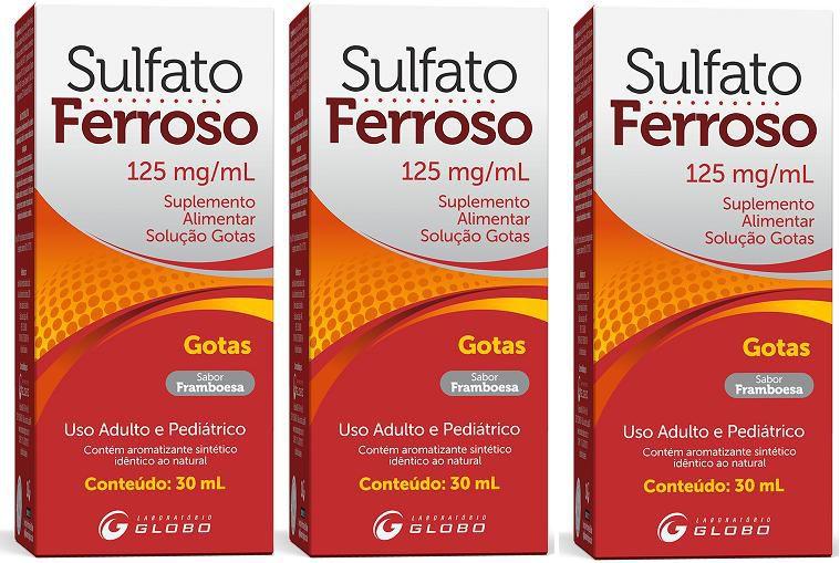 Sulfato Ferroso 125mg Gotas 30ml Framboesa 3 Unidades - Globo ...