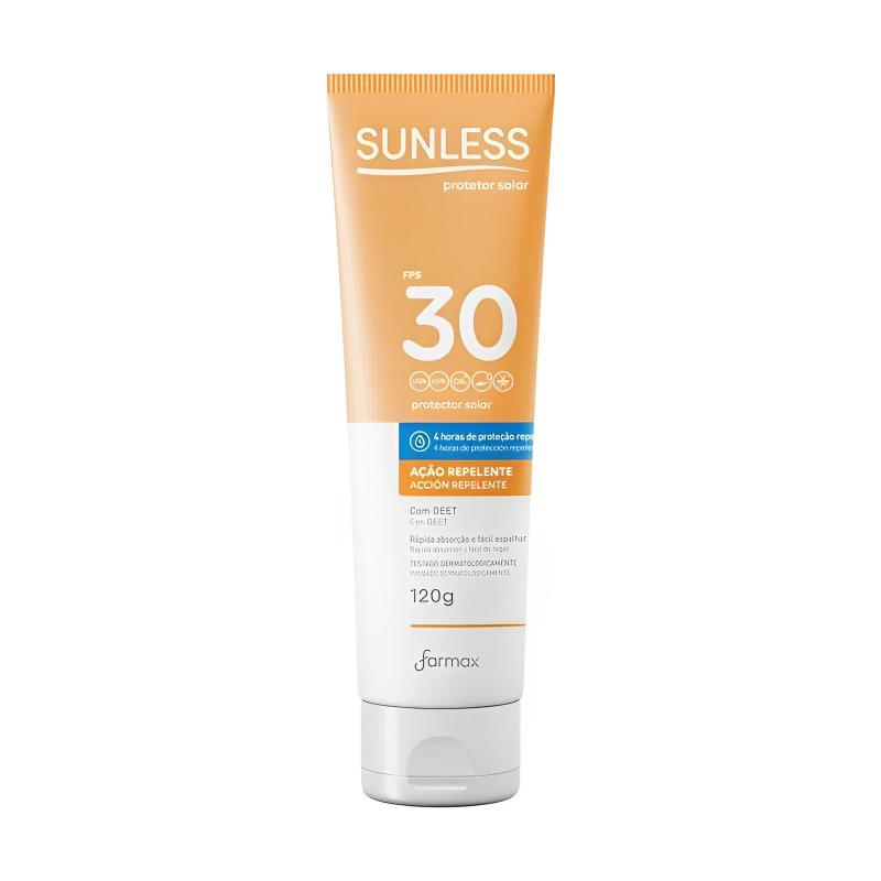 Sunless Protetor Solar FPS 30 Ação Repelente - 120g - Farmax - Protetor ...