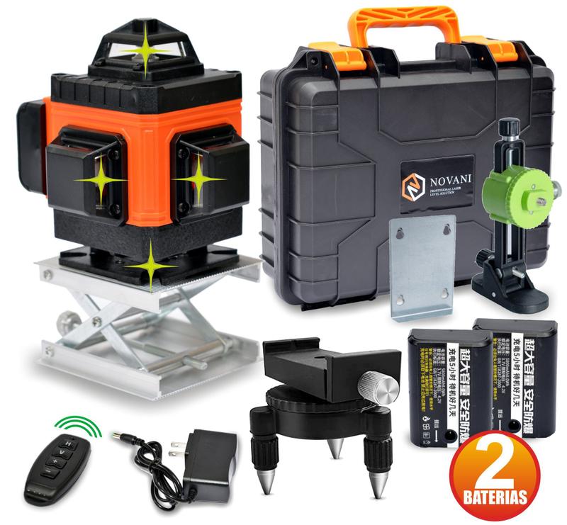 Super Nível Laser Verde Profissional 4D 16 Linhas 2 Baterias - Novani ...