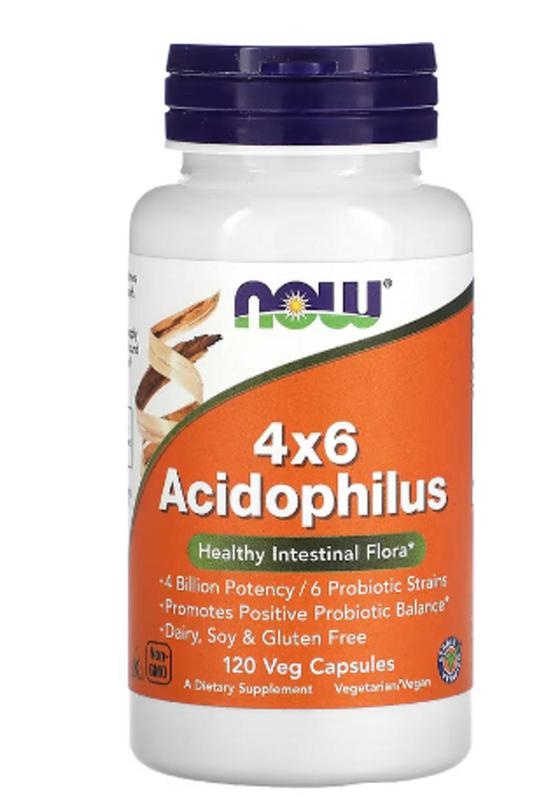 Suplemento 4x6 Acidophilus - 120 caps - NOW Foods - Lactobacilos ...