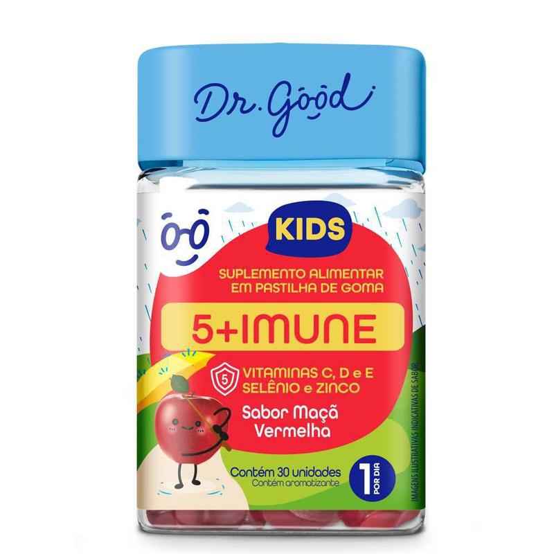 Suplemento Alimentar 5 + Imune Kids Maça Vermelha 30 Gomas Dr. Good ...