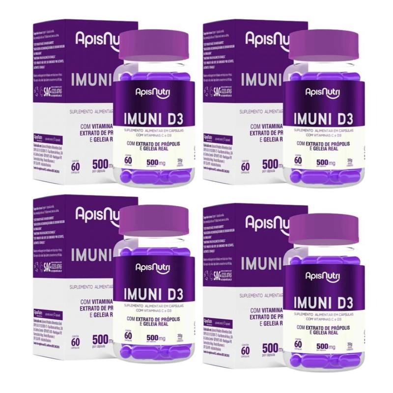 Suplemento Alimentar Imuni D3 Apisnutri 500mg 60 Capsulas- 4 Unidades ...