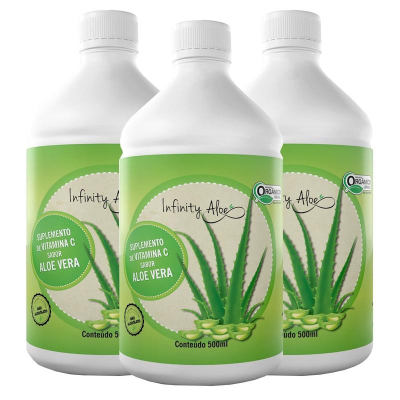 Suplemento de Babosa com Vitamina C+ Cloreto de Magnésio Kit com 3 - Infinity Aloe - Vitaminas A ...