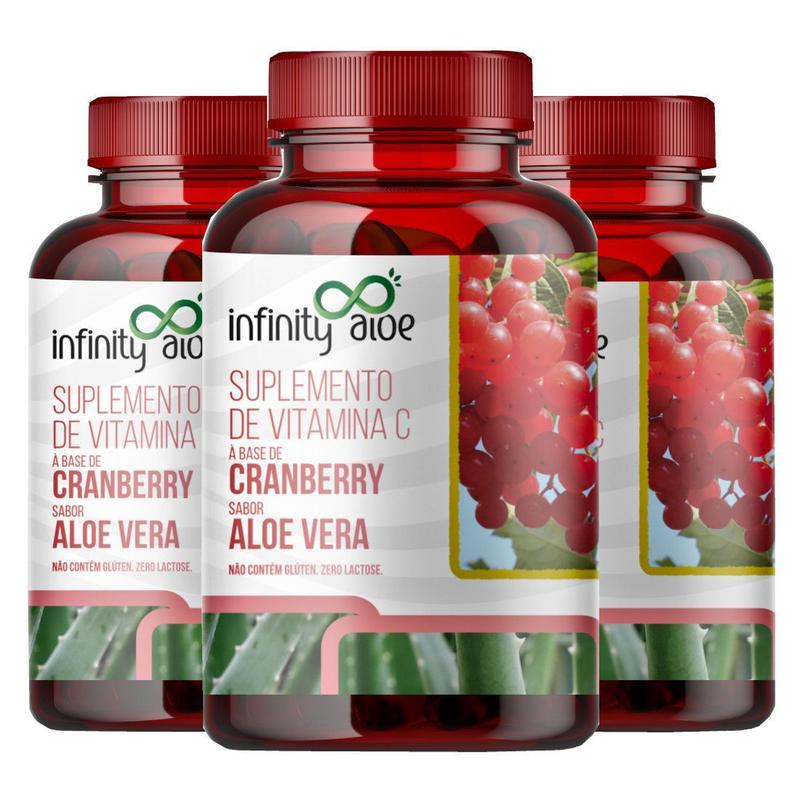 Suplemento de Vitamina C Babosa (Aloe Vera) e Cranberry 60 cápsulas Kit com 3 - Infinity Aloe ...