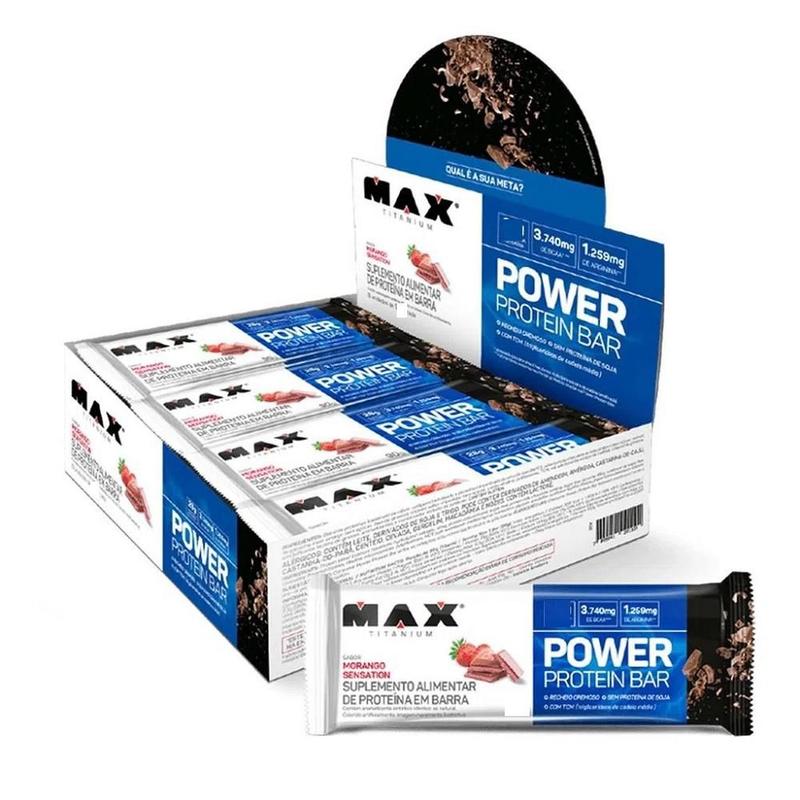 Suplemento em barra Max Titanium Power Protein Bar caixa de 720g/8un ...