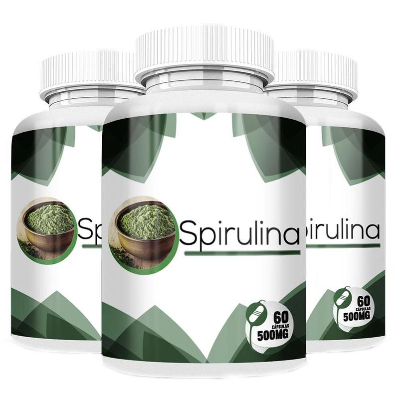 Suplemento em Capsula Combo 3x Spirulina Aumenta Imunidade 60 Cápsulas ...