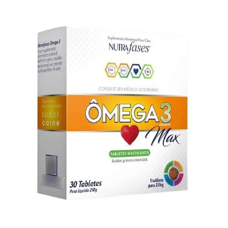 Suplemento Ômega 3 Max NutraFases Vetzam para Cães - 30 Tabletes ...