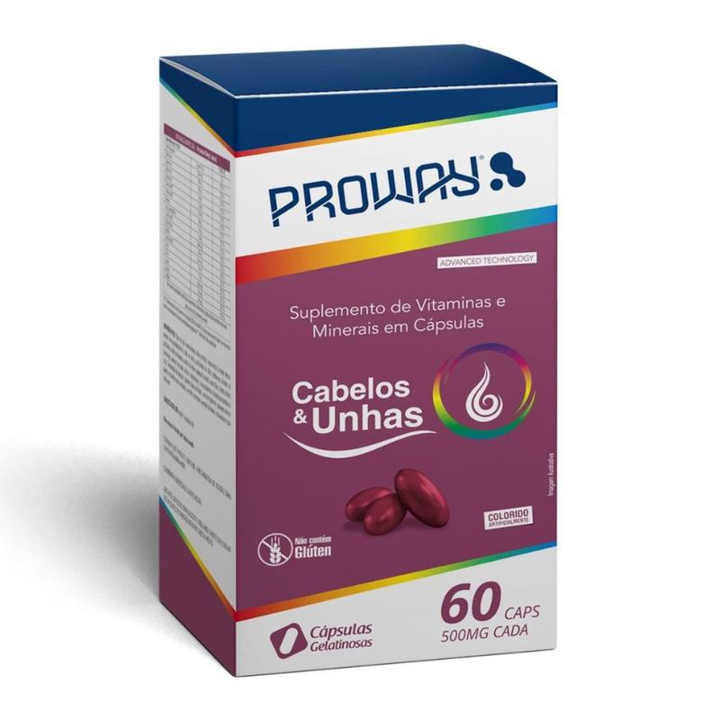 Suplemento vitamínico e mineral Cabelos & Unhas Proway - PROWAY - Nutricosméticos - Magazine Luiza
