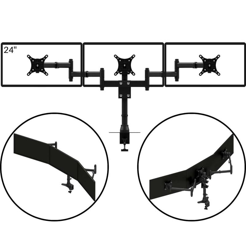 Suporte Para 3 Monitores Articulado Altura e Angulo Ajustavel 10 A 24 ...