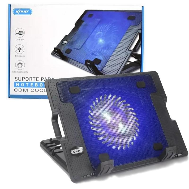 Suporte para Notebook com Cooler 4 Níveis de Ajuste e LED - Knup ...