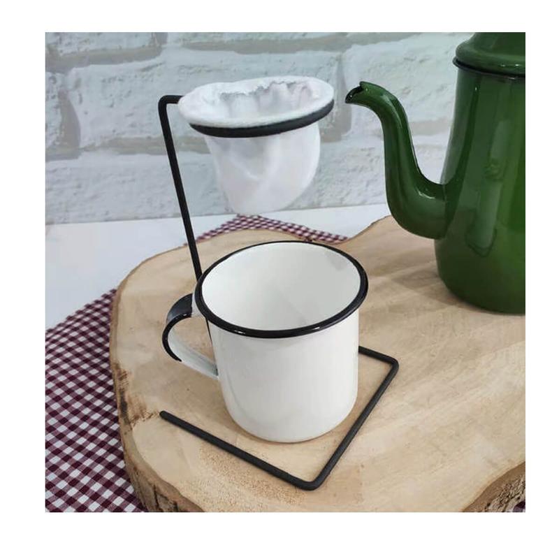 Suporte Passador De Café Aramado Individual Mini Coador De Pano Preto ...