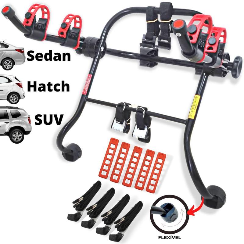 Suporte transbike universal p/ 2 bicicletas p/ carros hatch sedan e suv ...