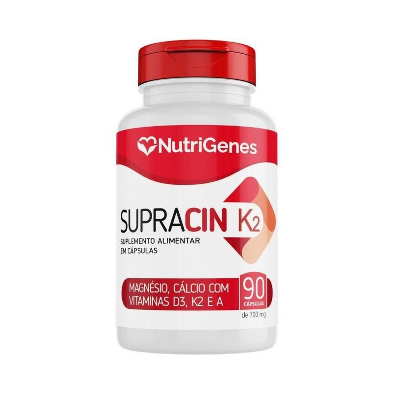 Supracin K2 Magnésio Cálcio Vit D3 K2 E A 400 Mg 90 Caps - Nutrigenes ...