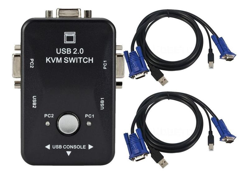 Switch Chaveador Kvm Usb 2 Portas Com cabos VGA E USB - Exbom - Switch ...