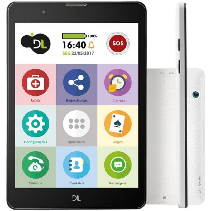 Tablet DL TabFácil para Idosos com SOS, saúde, ligações, lazer, bate ...
