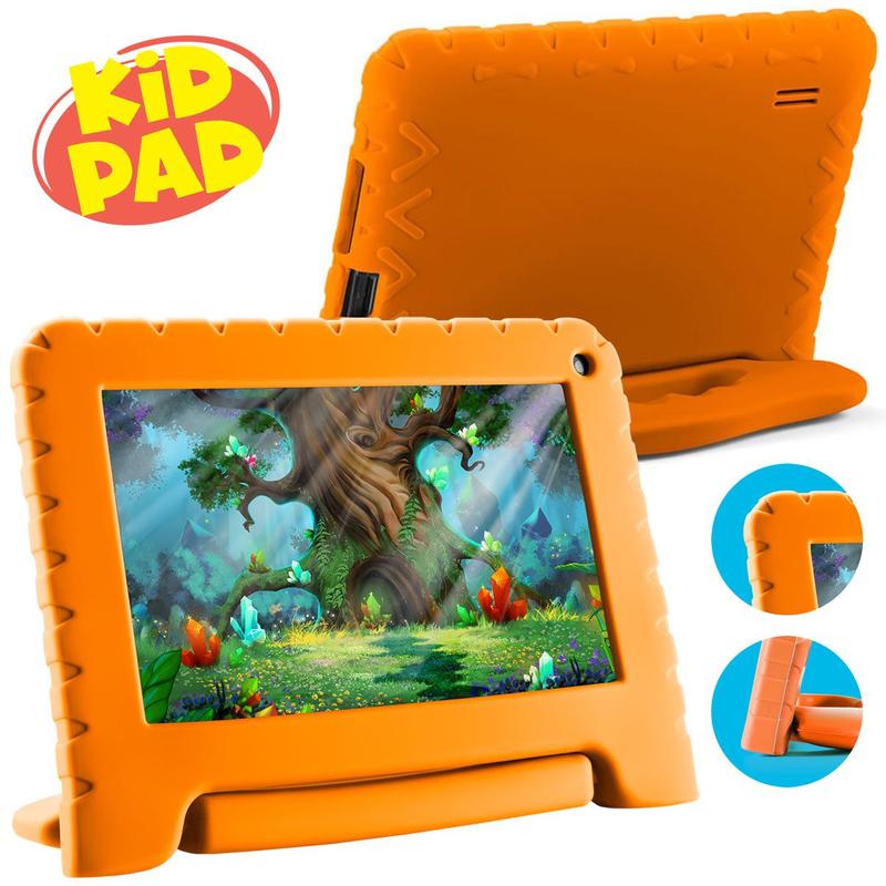 Tablet Infantil Multilaser NB380 Laranja Kid Pad Capa de Silicone 32GB ...