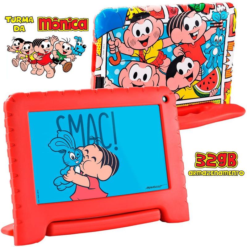 Tablet Infantil Turma da Mônica Multilaser NB369 Vermelho 32GB Para ...