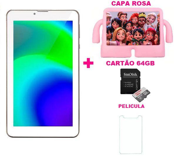Tablet M7 NB361 Rose Gold P/ Criança Com Capa + Cartão 64Gb ...