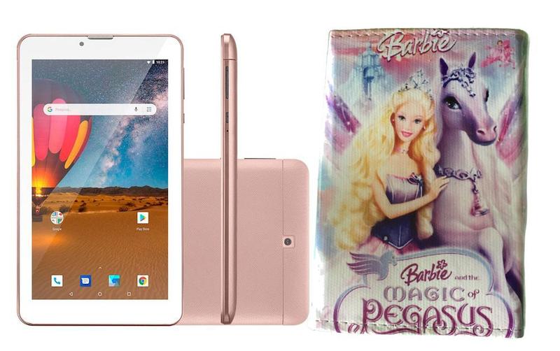 Tablet Rosa 16GB, 1GB Ram, 3G Celular 2 Chips WIFI Android 8 + Capa ...