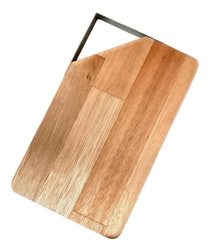 Tabua de corte em madeira com alça inox design chic e robusta envio ...