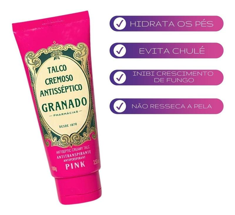 Talco Cremoso Antisséptico Granado Pink 100g - Desodorante para Pés ...