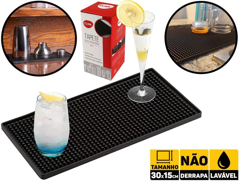 Tapete Barmat 30x15cm Bar Mat Porta Copos Escorredor Drinks Clink ...