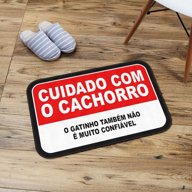Tapete Capacho Divertido Cuidado Com O Cachorro E O Gato - SHIP COMERCE ...