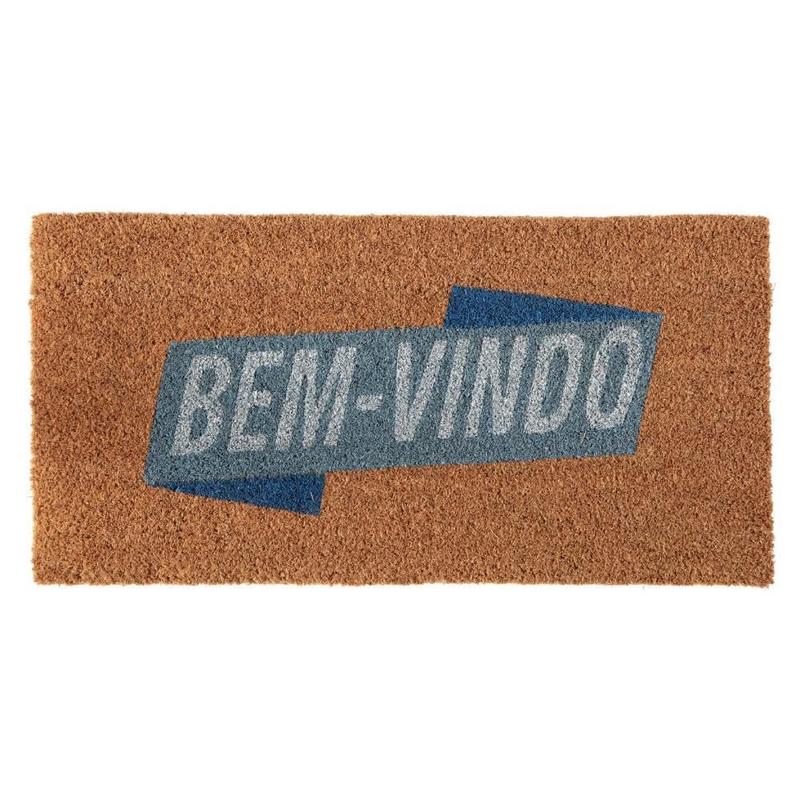 Tapete Capacho Fibra de Côco Faixa Azul Bem Vindo 30x60cm Corttex ...