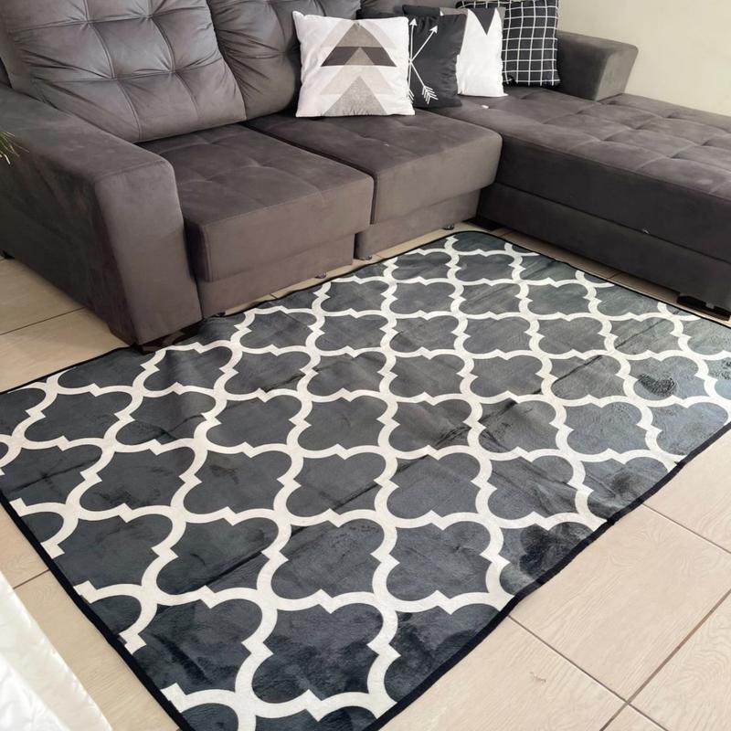 Tapete Geométrico 2x1,40 Aveludado Indiano Antiderrapante Pelo Baixo ...