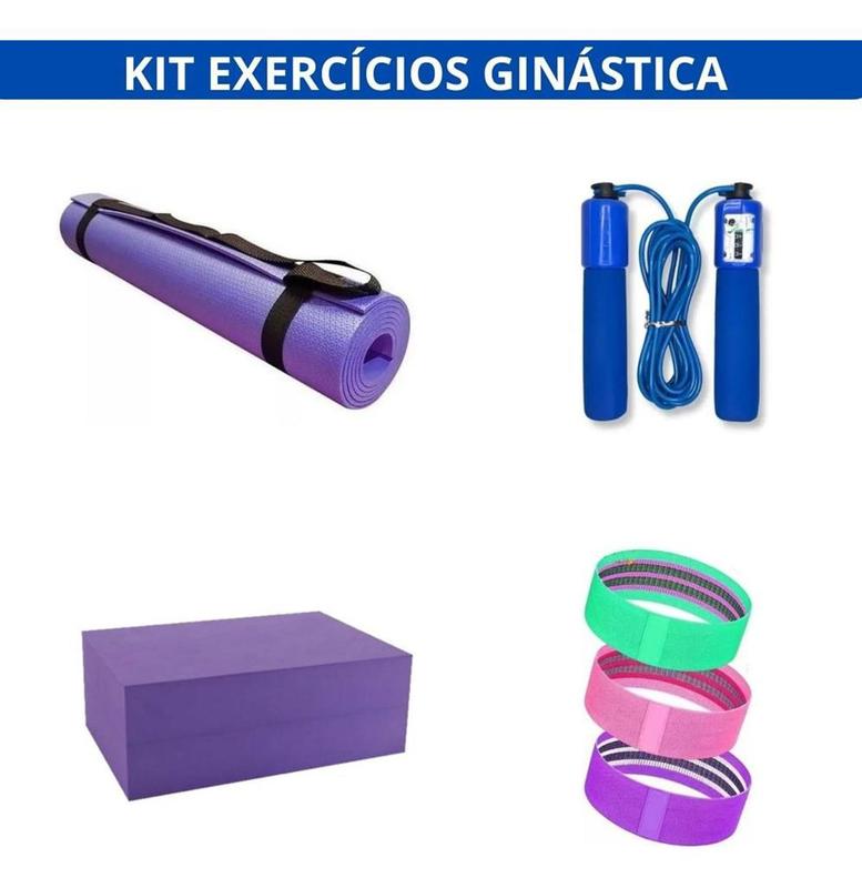 tapete yoga corda step fita elástica kit 4 peças para atividades física ...