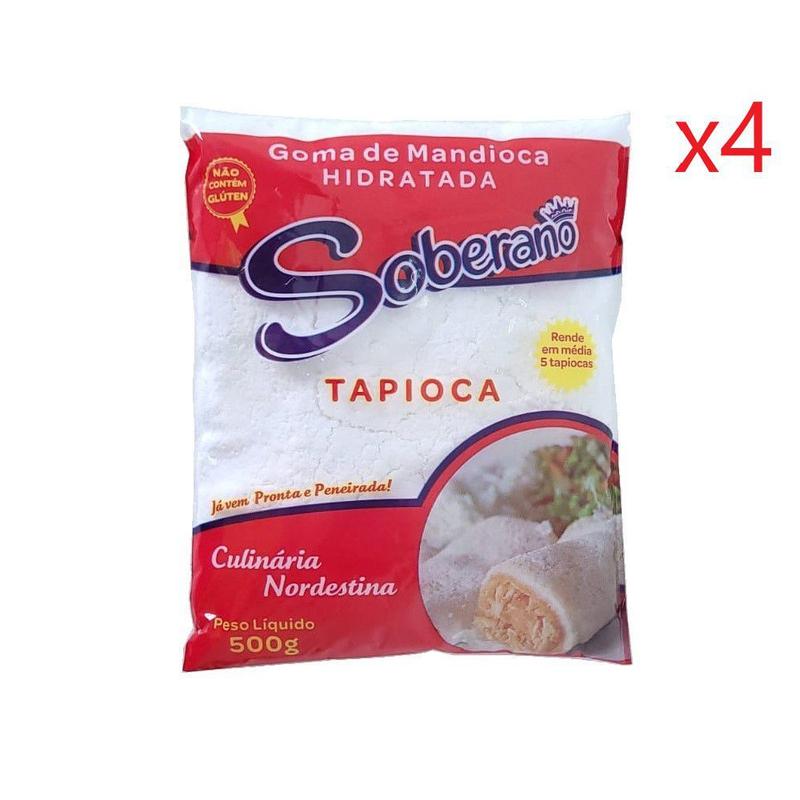 Tapioca Pronta Goma Mandioca Hidratada S Glúten 500 Kit c/ 4 - Soberano ...