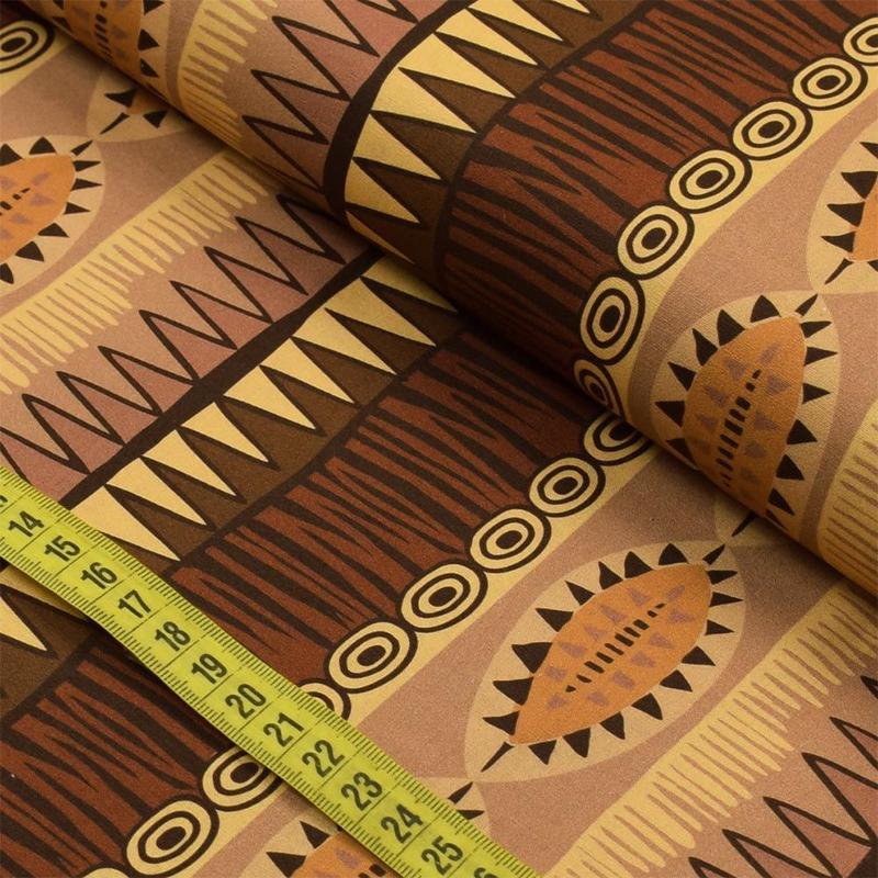 Tecido Estampado para Patchwork - África : Bege com Caqui (0,50x1,40 ...
