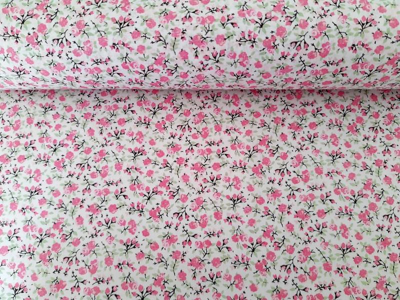 Tecido Tricoline Mini Floral Rosa 100% Algodão - Teksana - Tecido ...