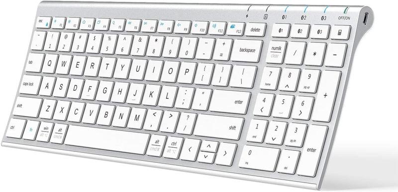 Teclado Bluetooth Recarregável Multi-dispositivo com Número Pad e ...