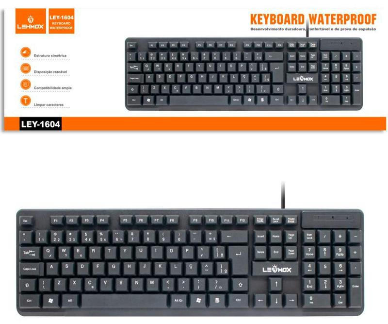 Teclado de escritório para Home Office e uso geral com cabo USB Padrão ...