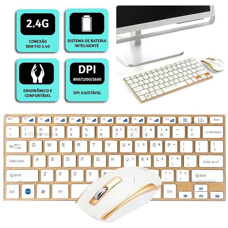Teclado E Mouse Wireless Conexão USB 2.0 Sem Fio Compacto - B-MAX - Kit ...