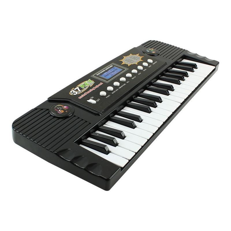 Teclado Infantil Eletrônico Musical para Criança com Microfone Preto ...