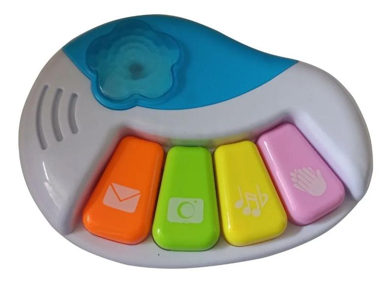 Teclado mini piano musical colorido brinquedo infantil 4 teclas com som luz a pilha - Toy Mix ...