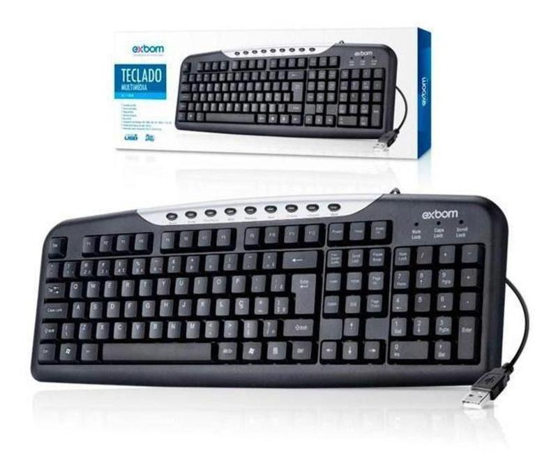 Teclado Multimídia Usb Abnt Pc Notebook Plug & Play - Exbom - Teclado ...