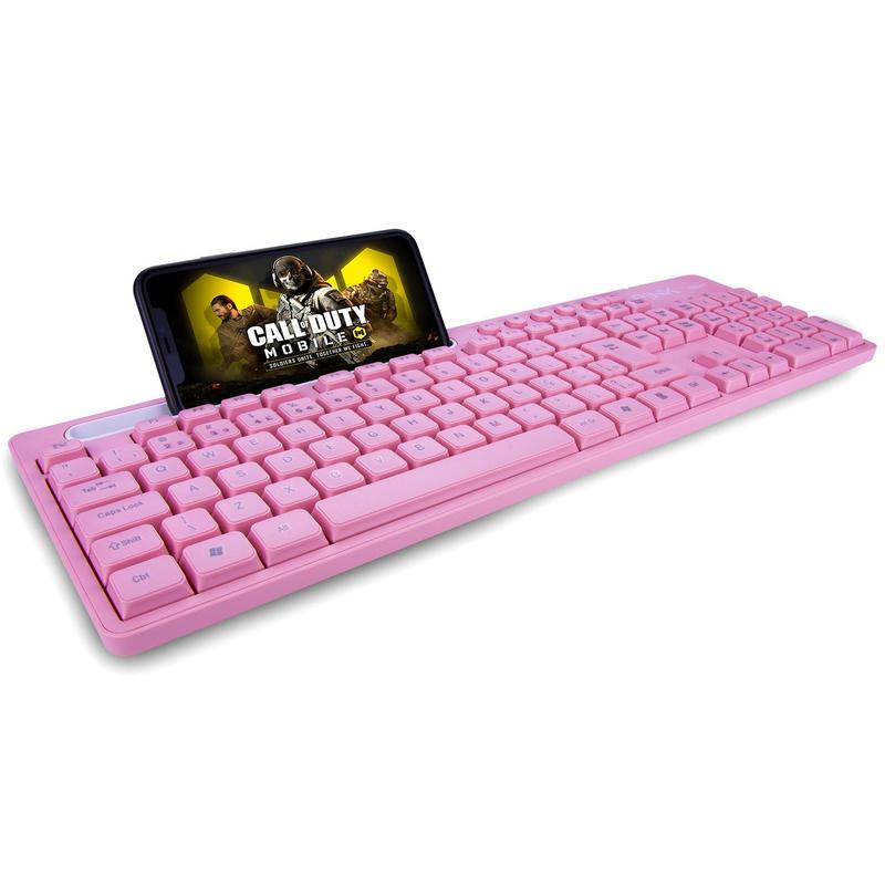 Teclado Multimídia USB Pink Smart Support KX Rosa MBTech MB4448 ...