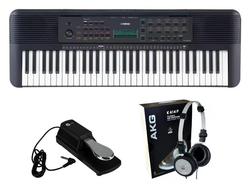Teclado Yamaha PSRE273 Portátil com Fone K414 e Pedal Kit ...