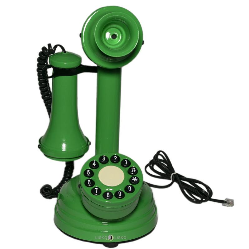 Telefone Antigo Retrô Castiçal em Madeira e Metal Verde - Retro ...