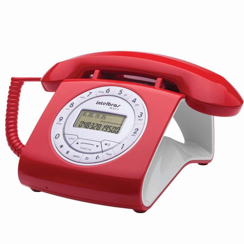 Telefone com Fio Intelbras Retrô TC8312 - Vermelho - Telefone com Fio ...