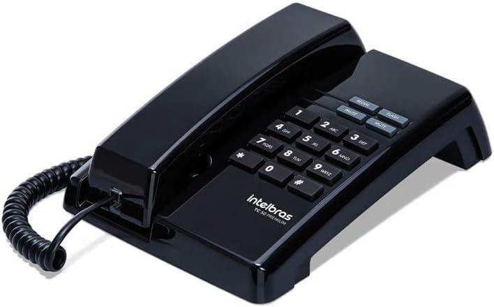 Telefone Fixo Linha de Mesa Parede Aparelho Telefônico Intelbras Preto ...