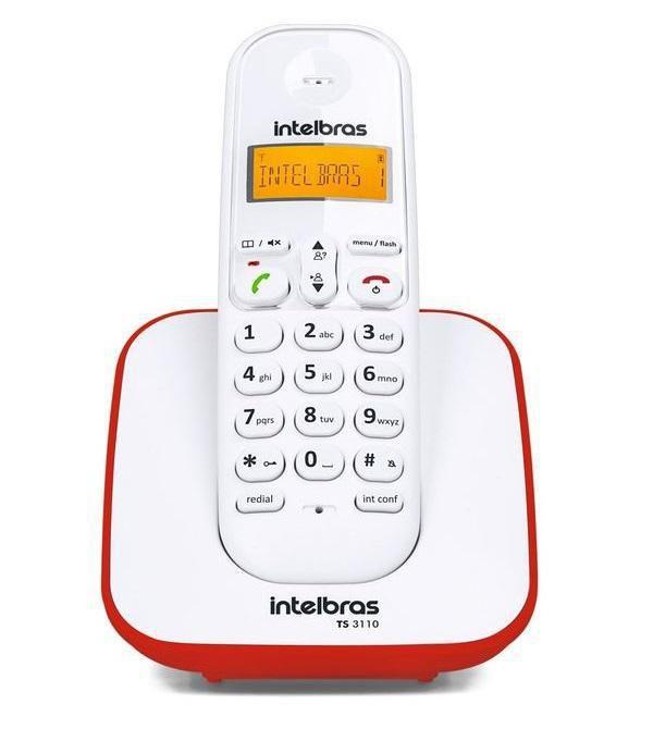 Telefone Sem Fio Digital Ts 3110 Branco E Vermelho Intelbras - Ramais ...