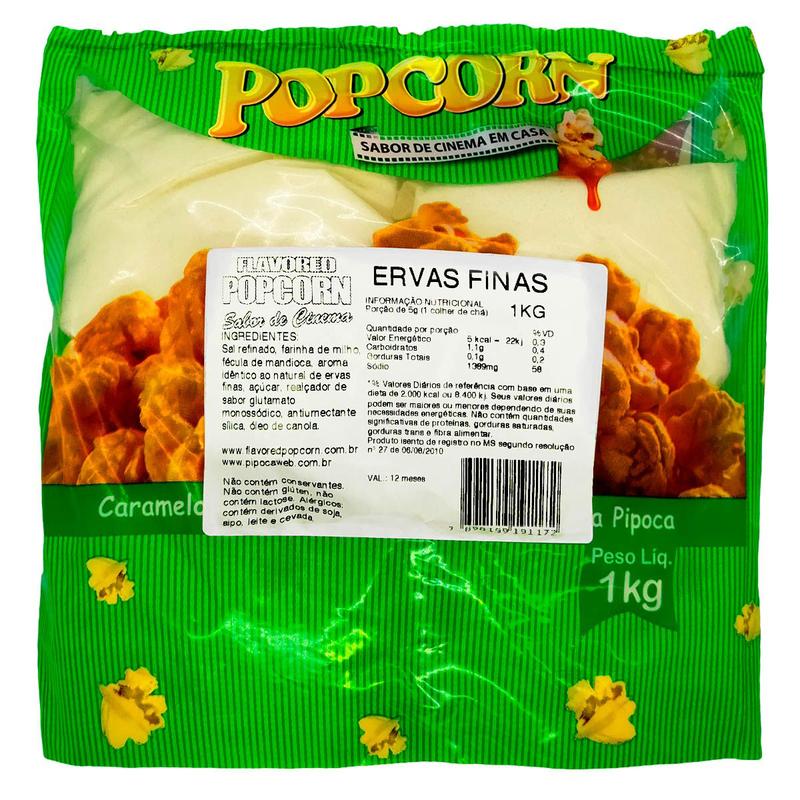 Tempero para Pipoca - sabor Ervas Finas 1kg - Flavored Popcorn ...