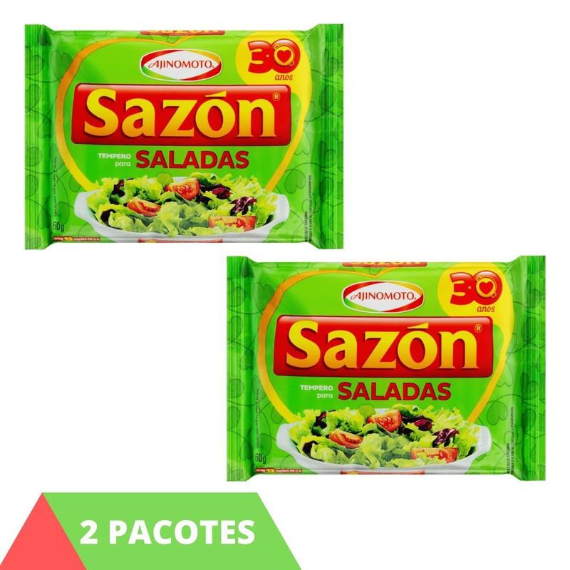 Tempero Sazon 60g 12 Sachês de 5g - Verde Para Salada - 2Un - AJINOMOTO ...