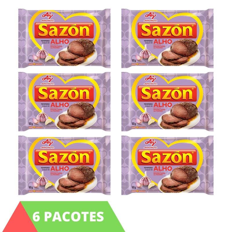 Tempero Sazon 60g Com 12 Sachês 5g Sabor Alho - 6 Unidades - AJINOMOTO ...