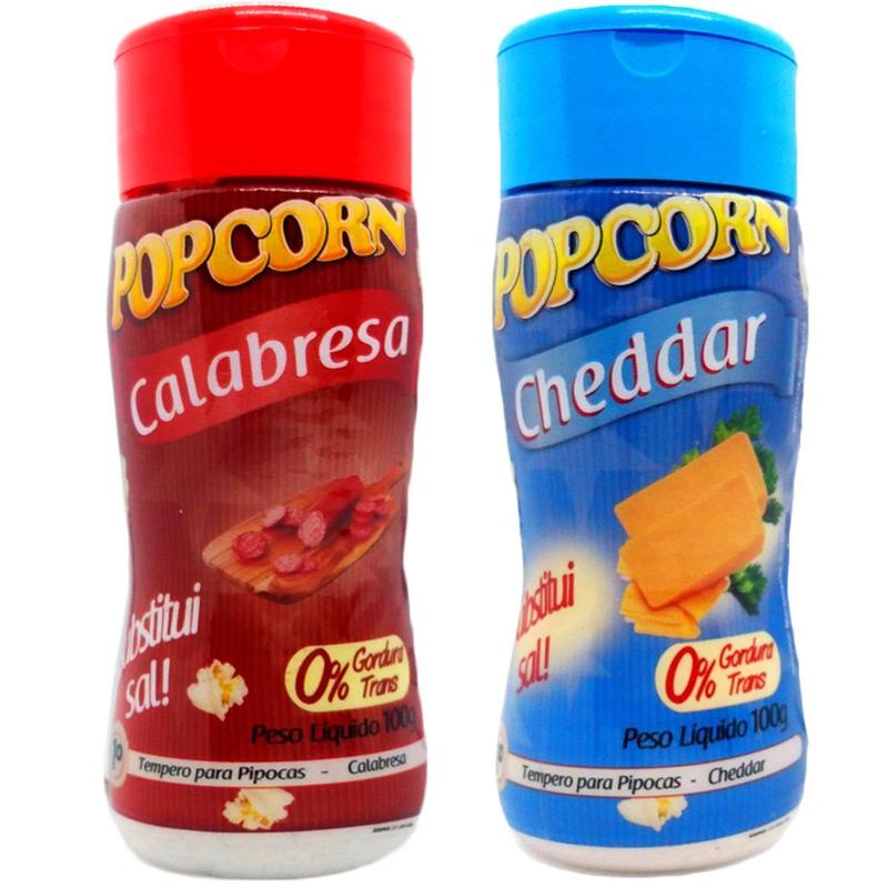Temperos Para Pipoca Caixa com 12 Frascos 6 Cheddar e 6 Calabresa ...